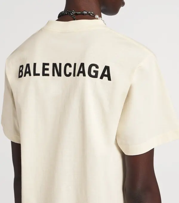 Balenciaga Cotton Logo Cropped T-shirt - White