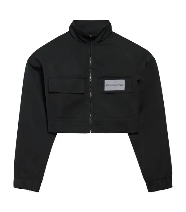 Balenciaga Technical Faille Cropped Track Jacket - Black