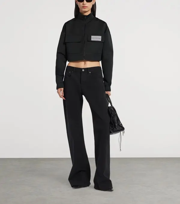 Balenciaga Technical Faille Cropped Track Jacket - Black