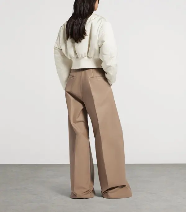 Balenciaga Technical Faille Cropped Bomber Jacket - White