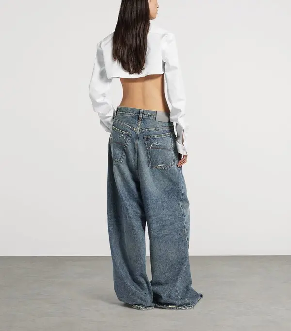 Balenciaga Cotton-silk Cropped Shirt - White