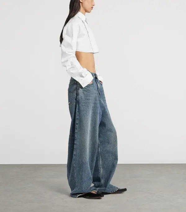 Balenciaga Cotton-silk Cropped Shirt - White