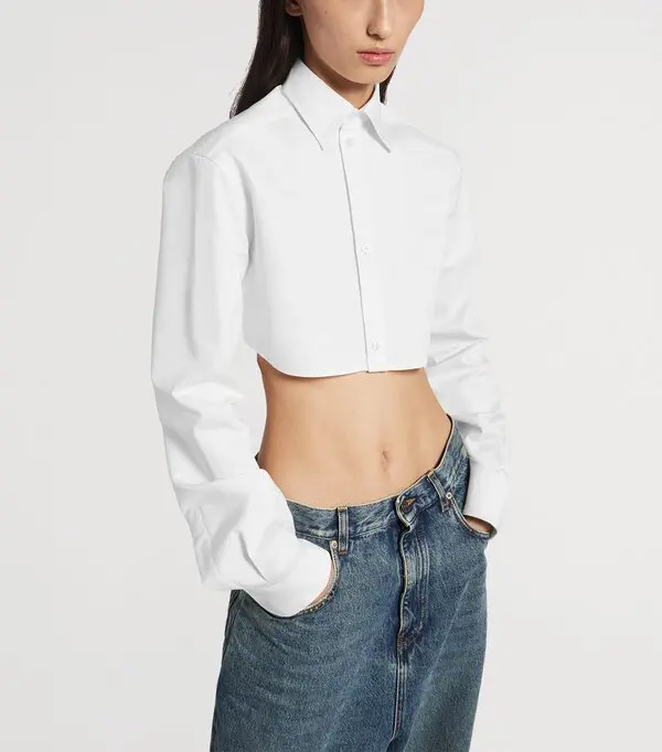 Balenciaga Cotton-silk Cropped Shirt - White