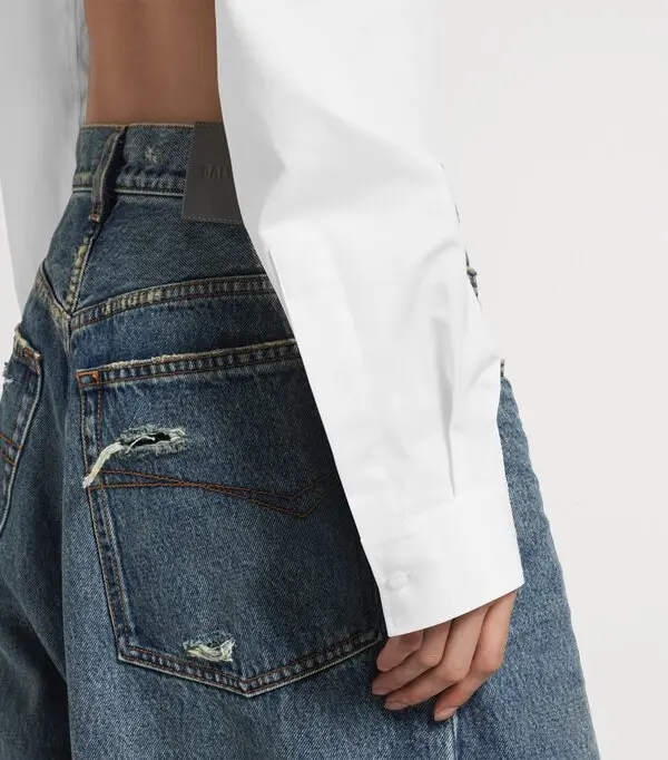 Balenciaga Cotton-silk Cropped Shirt - White