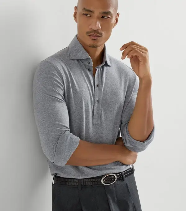 Brunello Cucinelli Cotton Jersey Polo Shirt - Grey