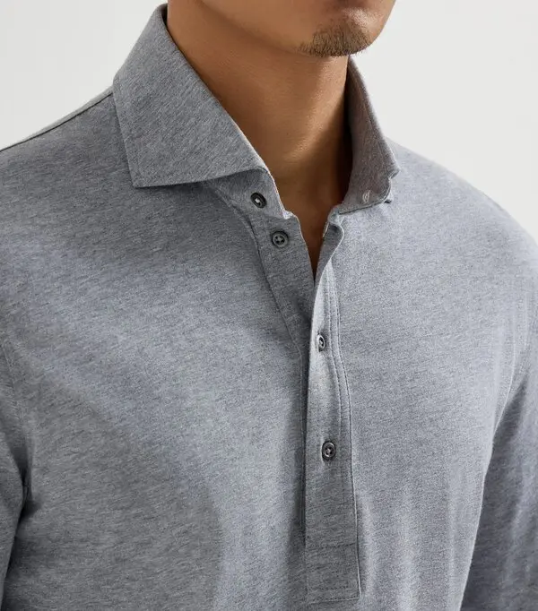 Brunello Cucinelli Cotton Jersey Polo Shirt - Grey