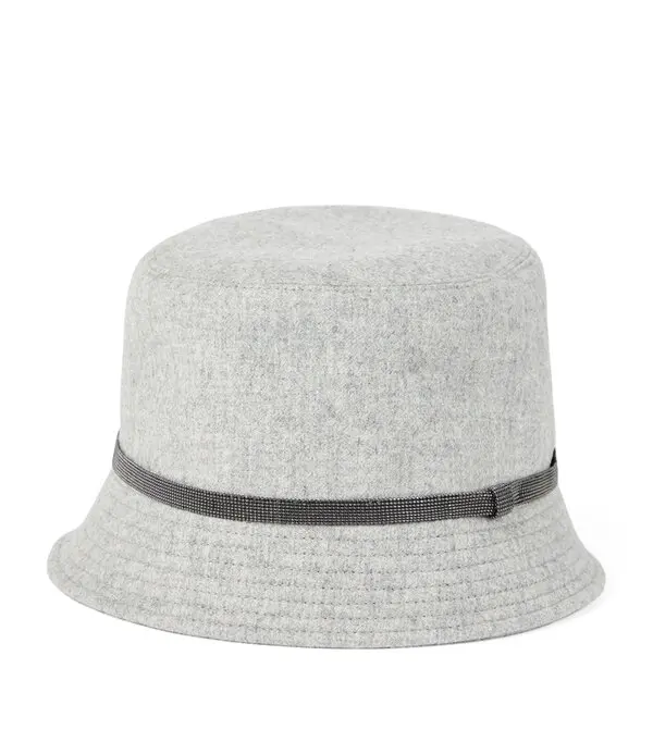 Brunello Cucinelli Wool-cashmere Monili Bucket Hat - Grey