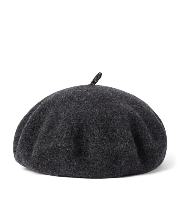 Brunello Cucinelli Wool Monili Beret - Black