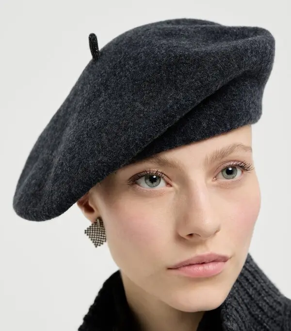 Brunello Cucinelli Wool Felt Beret - Black