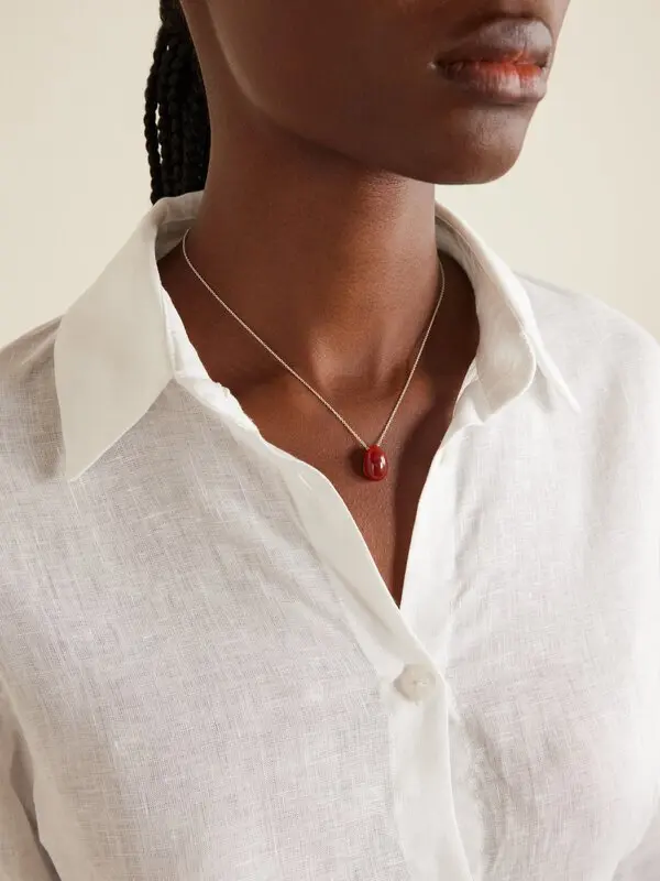 SOPHIE BUHAI Tiny Egg Silver And Carnelian Pendant - Red