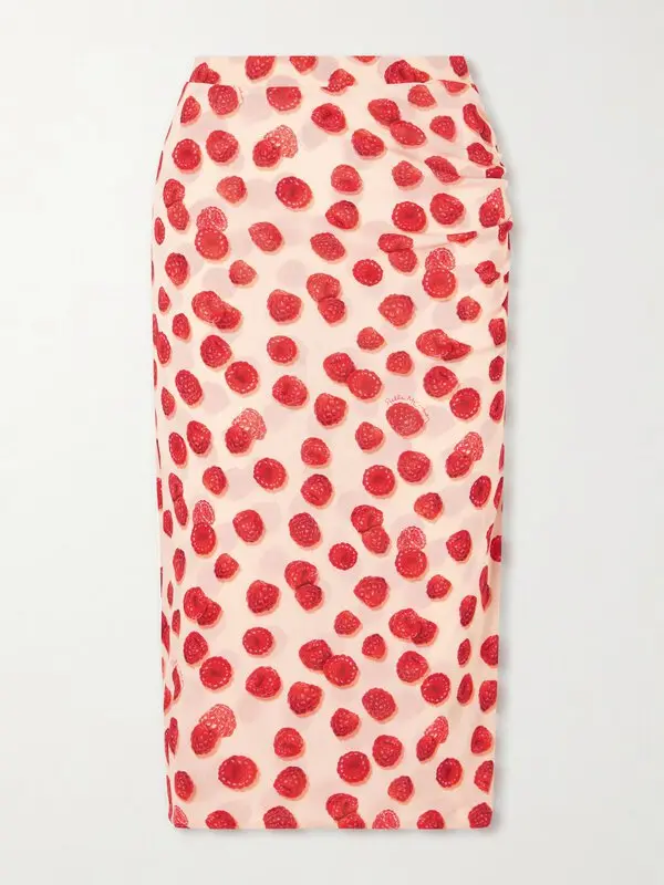 Stella McCartney Printed Mesh Midi Skirt - Orange