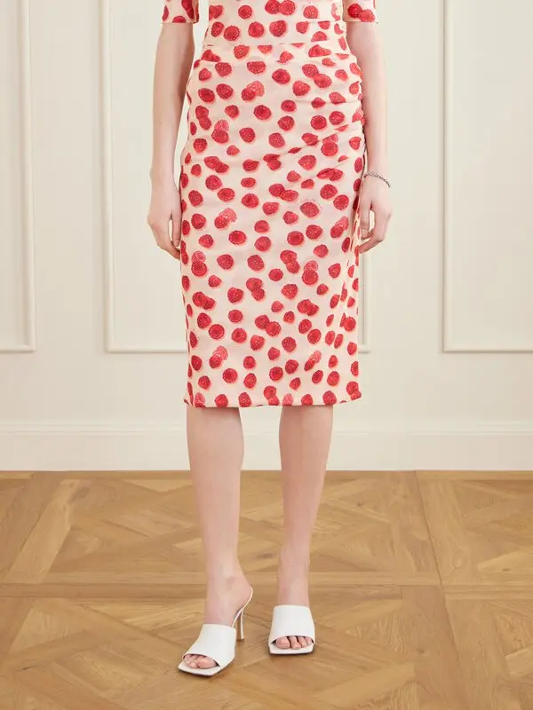 Stella McCartney Printed Mesh Midi Skirt - Orange