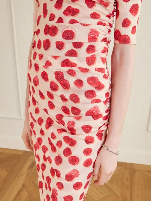 Stella McCartney Printed Mesh Midi Skirt - Orange
