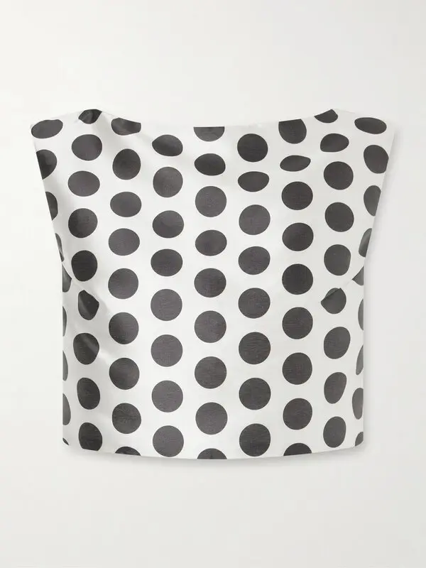DESTREE Richard Cropped Polka-dot Satin Top - Black