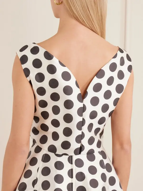 DESTREE Richard Cropped Polka-dot Satin Top - Black