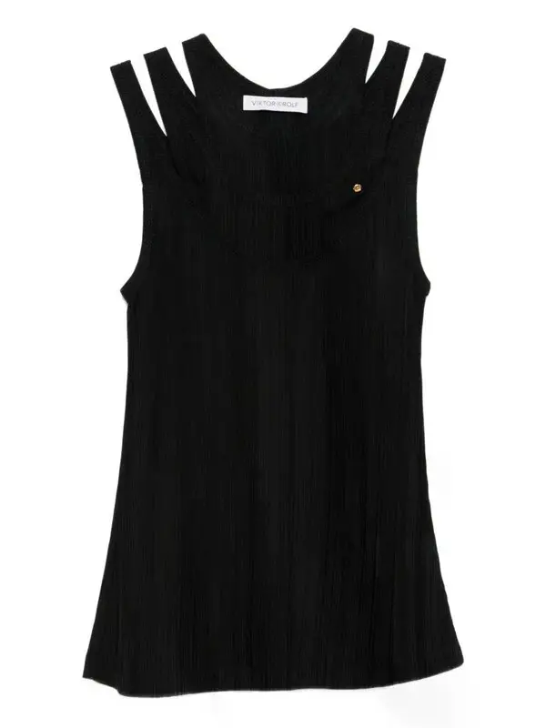 Viktor & Rolf Cut-out Ribbed Knit Tank Top - Black