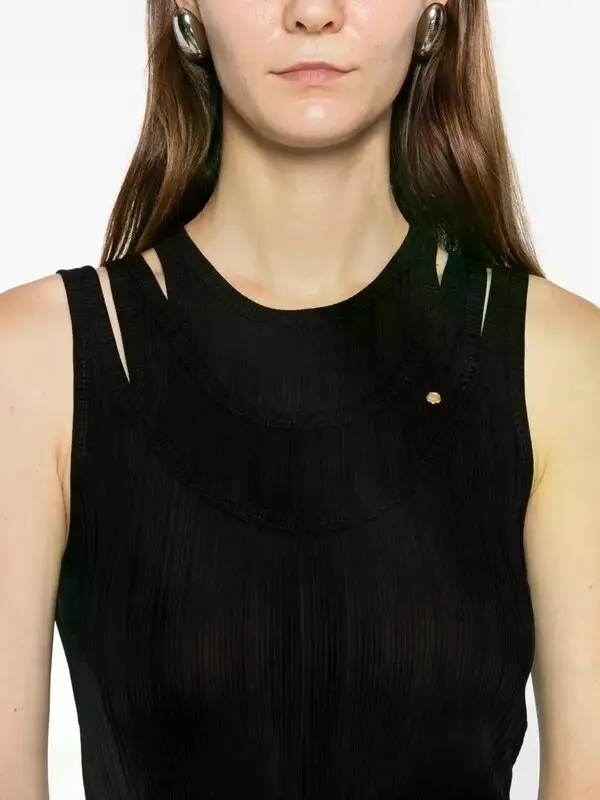 Viktor & Rolf Cut-out Ribbed Knit Tank Top - Black