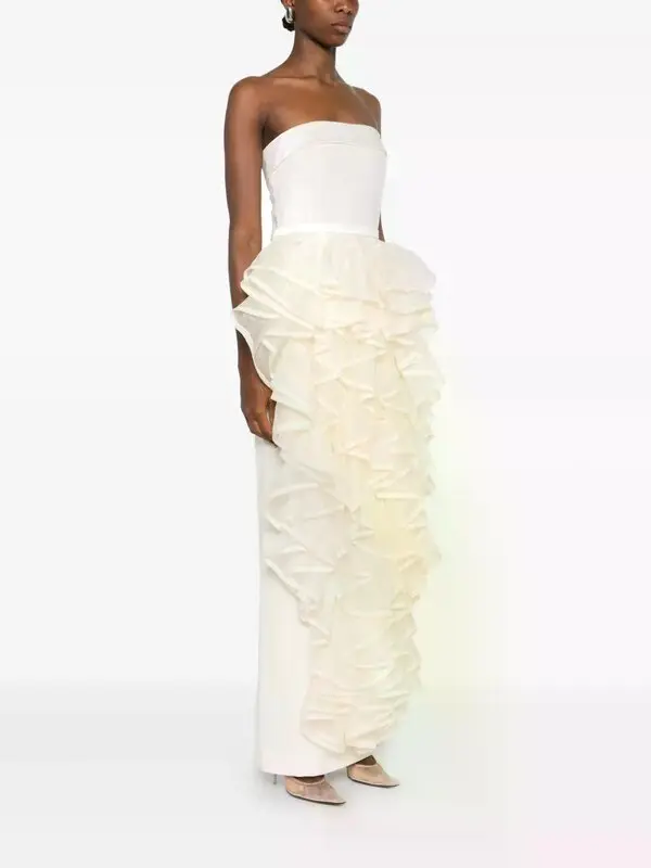 Viktor & Rolf Strapless Maxi Dress With Ruffle Detail - Neutrals