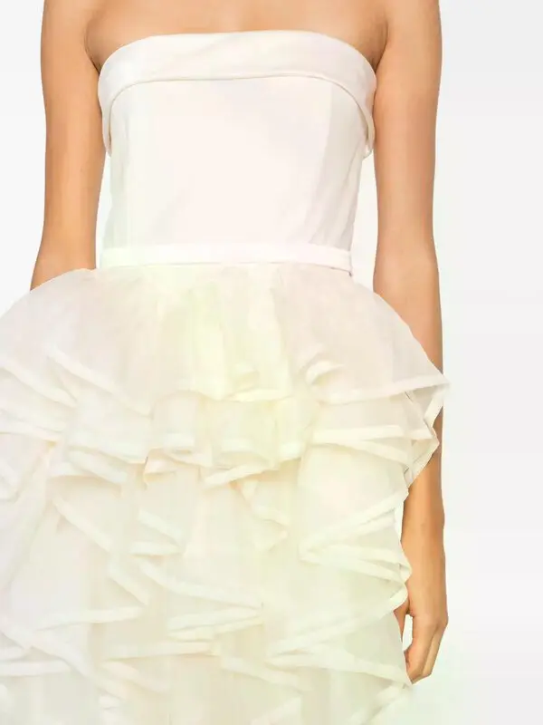 Viktor & Rolf Ruffled Strapless Midi Dress - Neutrals