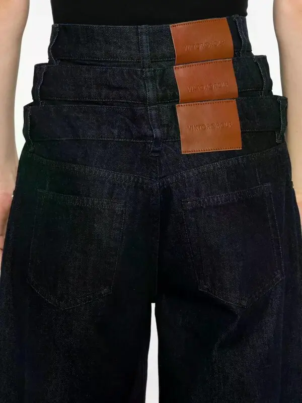 Viktor & Rolf Layered Wide Leg Jeans - Blue
