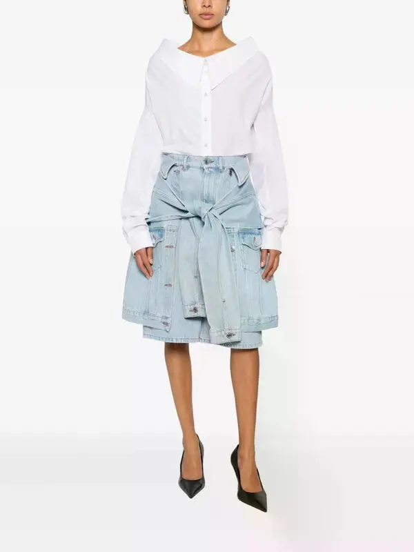 Viktor & Rolf Bow Drape Denim Shorts