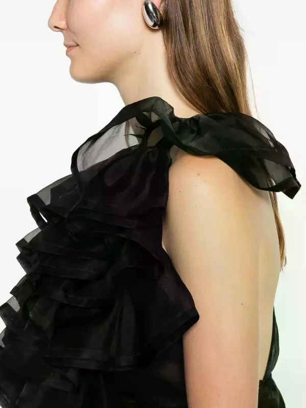Viktor & Rolf Ruffled Volant Top - Black
