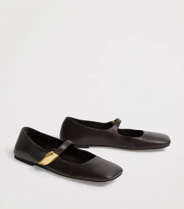 Bottega Veneta Charlotte Leather Ballet Flats - Brown