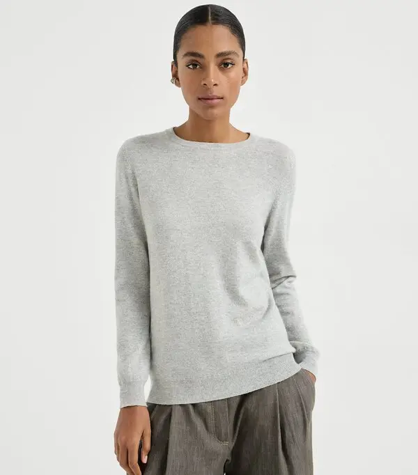 Brunello Cucinelli Cashmere Monili-trim Sweater - Grey