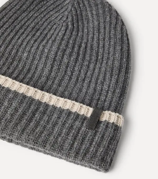 Brunello Cucinelli Cashmere Monili Beanie - Grey