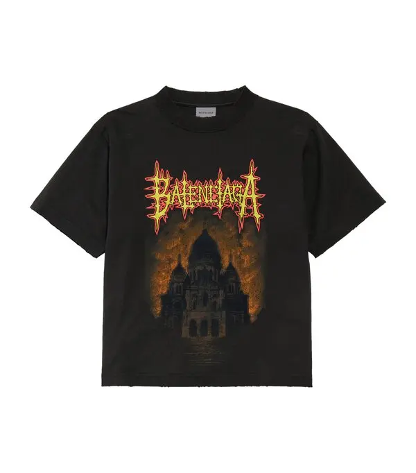 Balenciaga Cotton Sacré Cœur T-shirt - Black