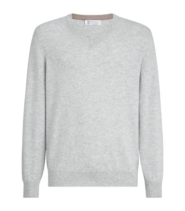 Brunello Cucinelli Cashmere V-neck Pullover - Grey