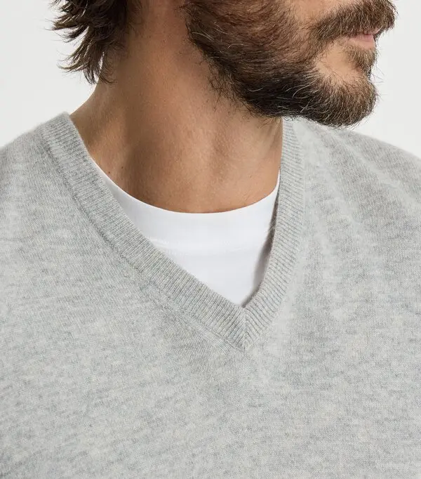 Brunello Cucinelli Cashmere V-neck Pullover - Grey