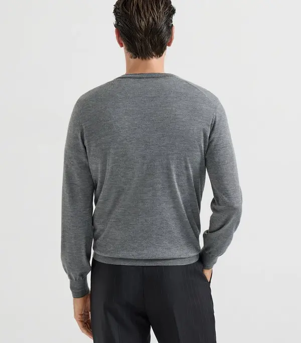 Brunello Cucinelli Cashmere-silk V-neck Sweater - Grey