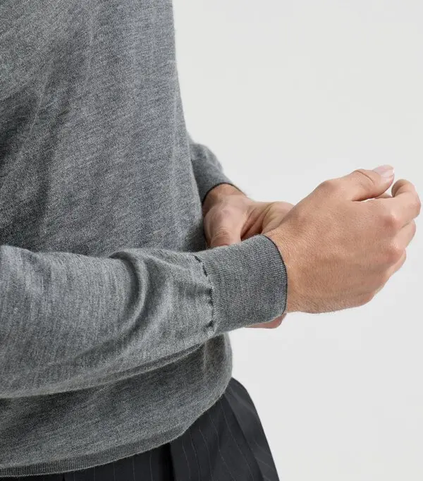 Brunello Cucinelli Cashmere-silk V-neck Sweater - Grey