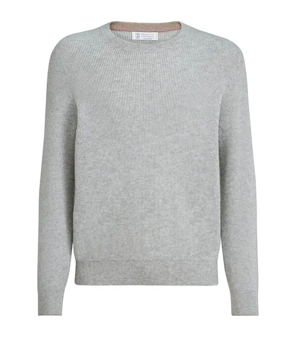 Brunello Cucinelli Cashmere Ribbed Sweater - Grey
