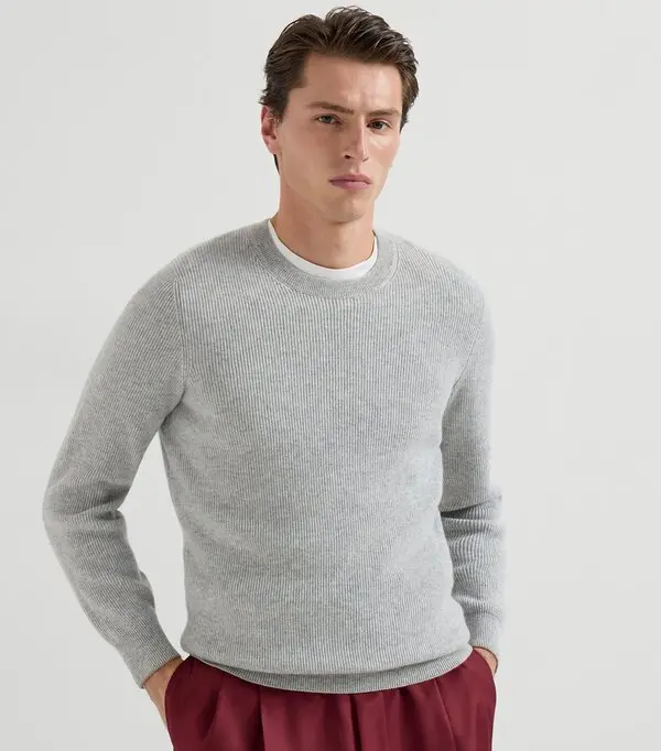 Brunello Cucinelli Cashmere Ribbed Sweater - Grey
