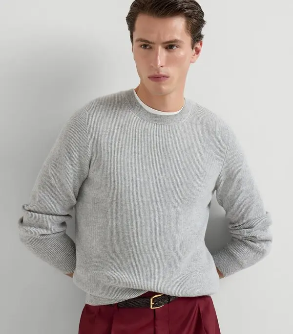 Brunello Cucinelli Cashmere Ribbed Sweater - Grey