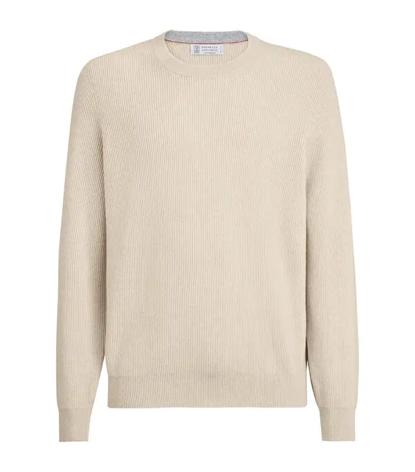 Brunello Cucinelli Cashmere Ribbed Sweater - Beige