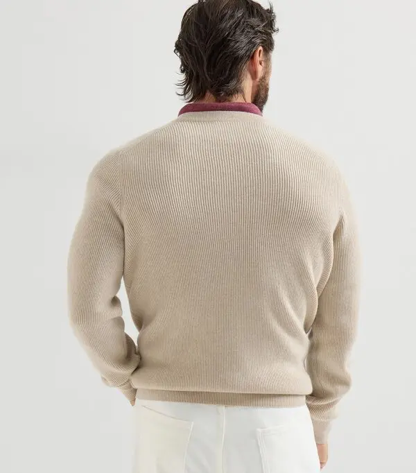 Brunello Cucinelli Cashmere Ribbed Sweater - Beige