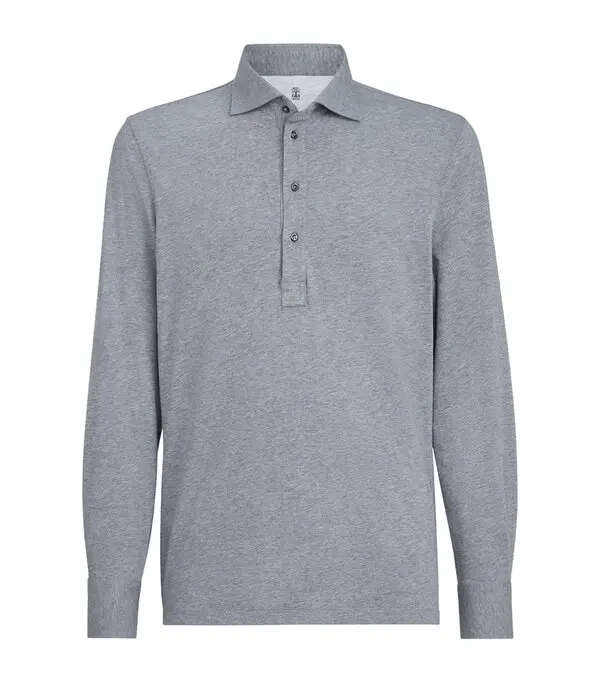 Brunello Cucinelli Cotton Jersey Polo Shirt - Grey