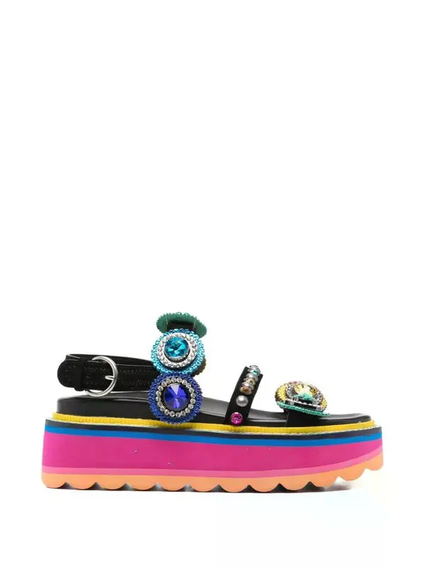 Kurt Geiger Octavia Crystal-embellished Platform Sandals - Black