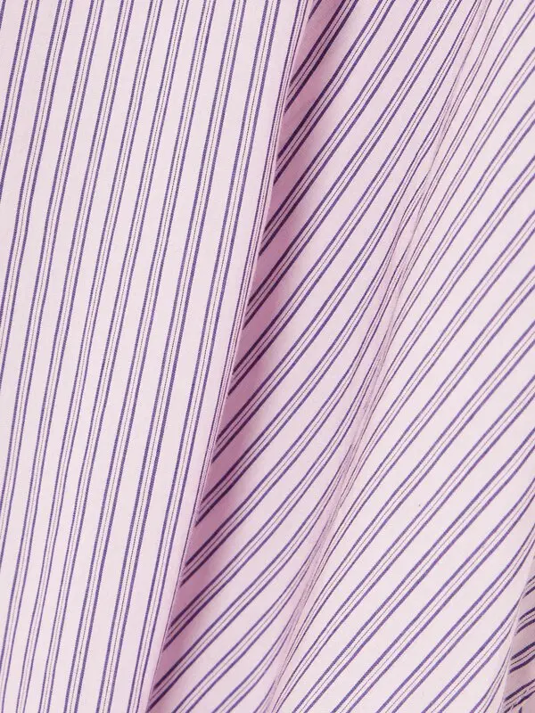 Tibi Striped Lyocell And Silk-blend Turtleneck Blouse