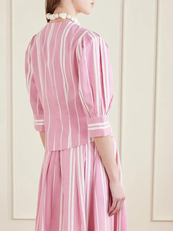 DESTREE Jasper Striped Cotton And Linen-blend Blouse
