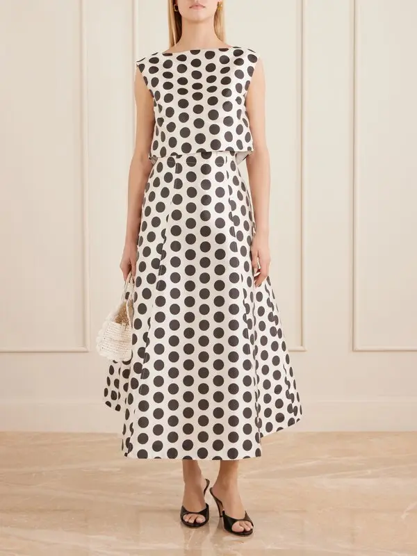 DESTREE Richard Cropped Polka-dot Satin Top - Black