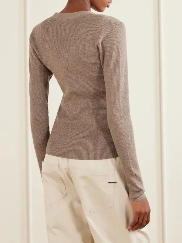 Brunello Cucinelli Metallic Ribbed-knit Cardigan