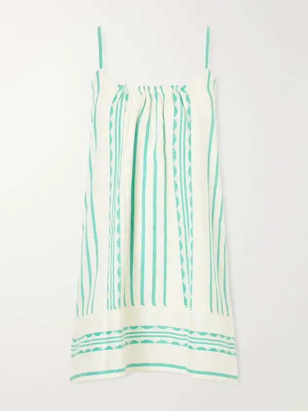 LEMLEM Zina Striped Cotton Mini Dress - Green