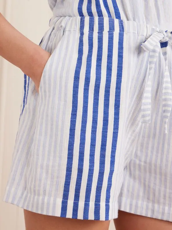LEMLEM Safia Striped Cotton Shorts - Blue