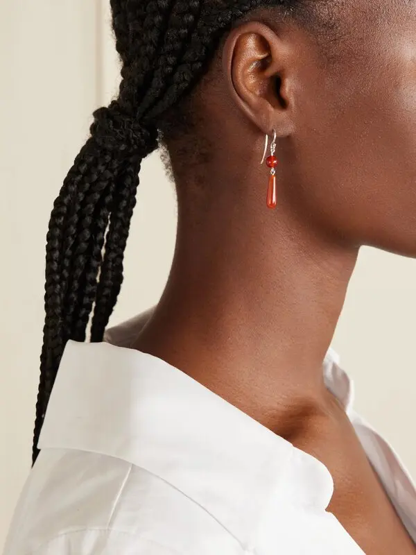 SOPHIE BUHAI Tiny Isadore Silver And Carnelian Earrings