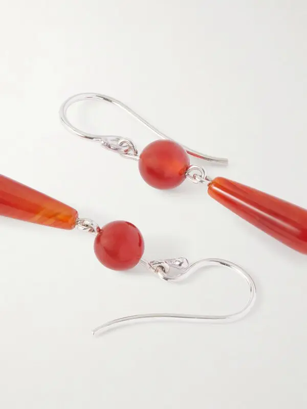 SOPHIE BUHAI Tiny Isadore Silver And Carnelian Earrings