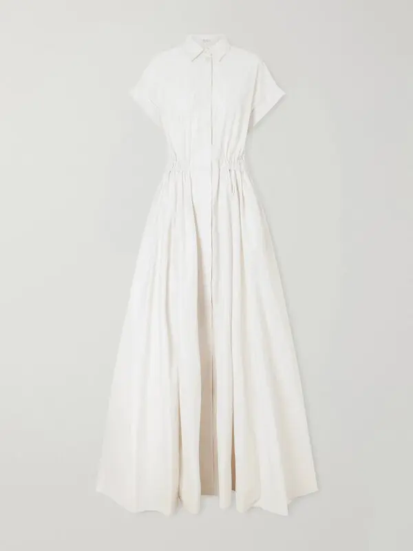 Brunello Cucinelli Pleated Cotton-blend Poplin Maxi Dress